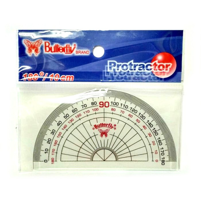 Penggaris Busur Transparan Butterfly 180° untuk Gambar Teknik & Geometri