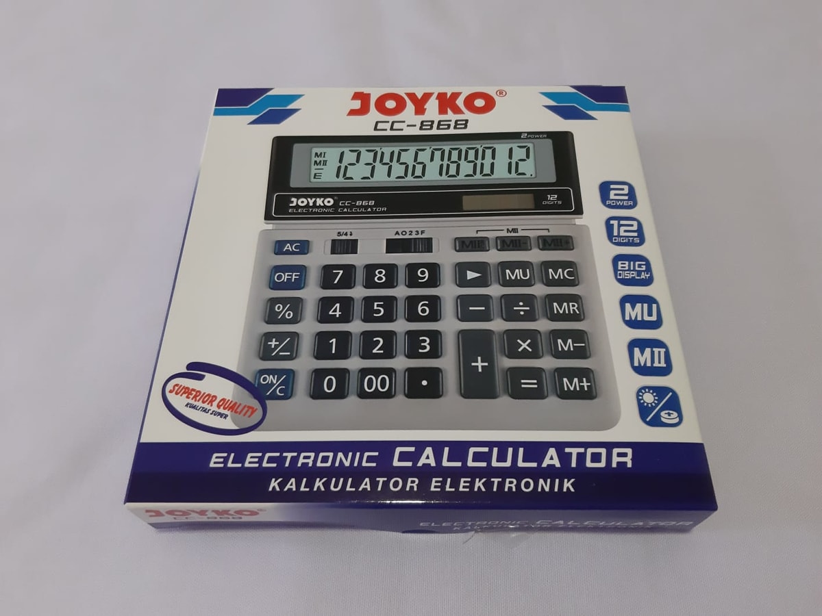 Kalkulator Joyko 12 Digits, layar besar