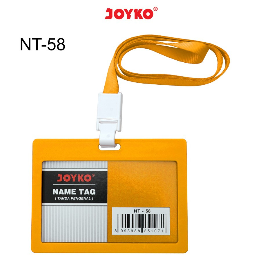 Joyko Name tag ID Card Holder 54 x 90 mm Landscape + Lanyard NT-58 Yellow