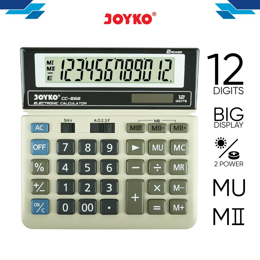 Kalkulator Joyko 12 Digits, layar besar