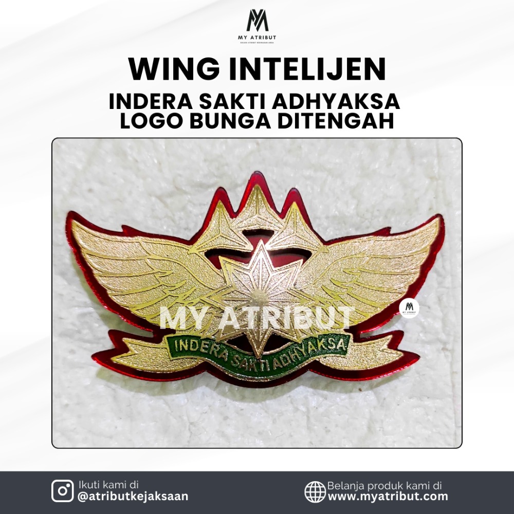 Wing Intelijen Logo Bunga di Tengah Indera Sakti Adhyaksa Akrilik Merah