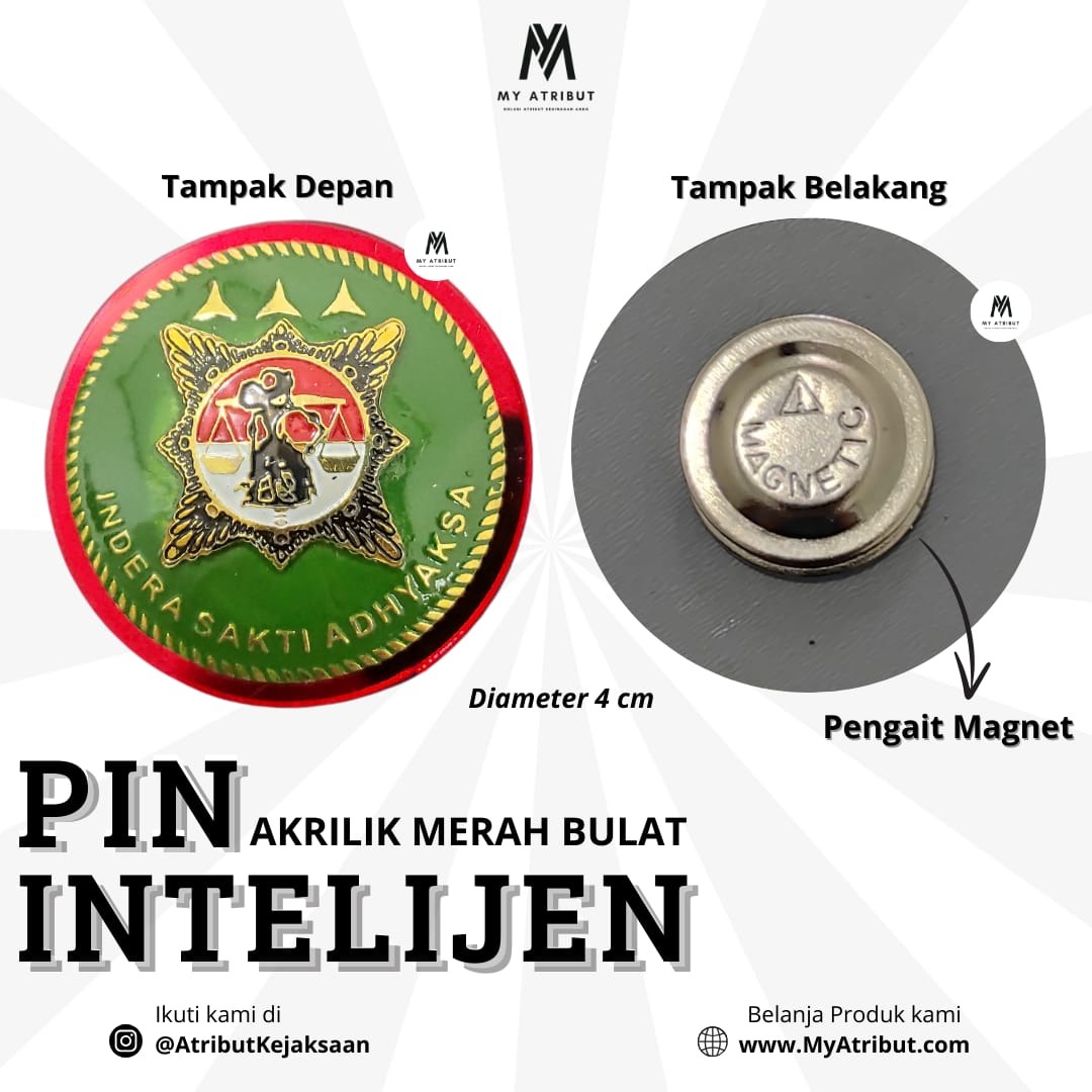Pin Intelijen Akrilik Merah Bulat