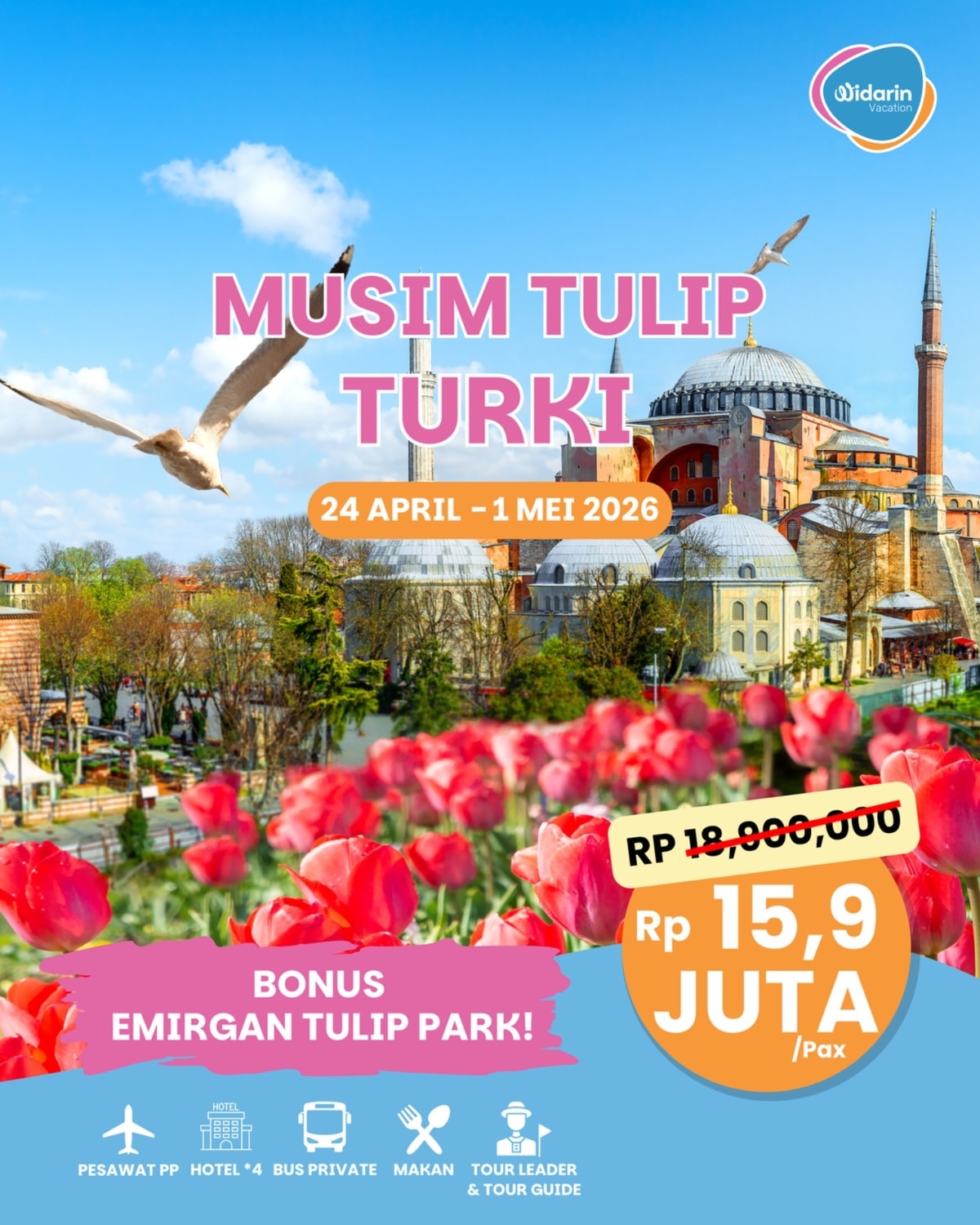 MUSIM TULIP DI TURKI 24 APRIL - 1 MEI 2026