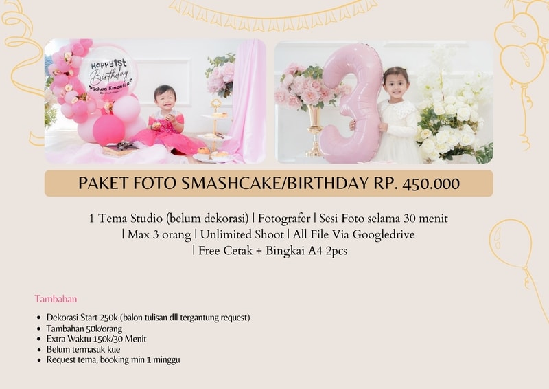 PAKET FOTO SMASHCAKE DAN ULANG TAHUN